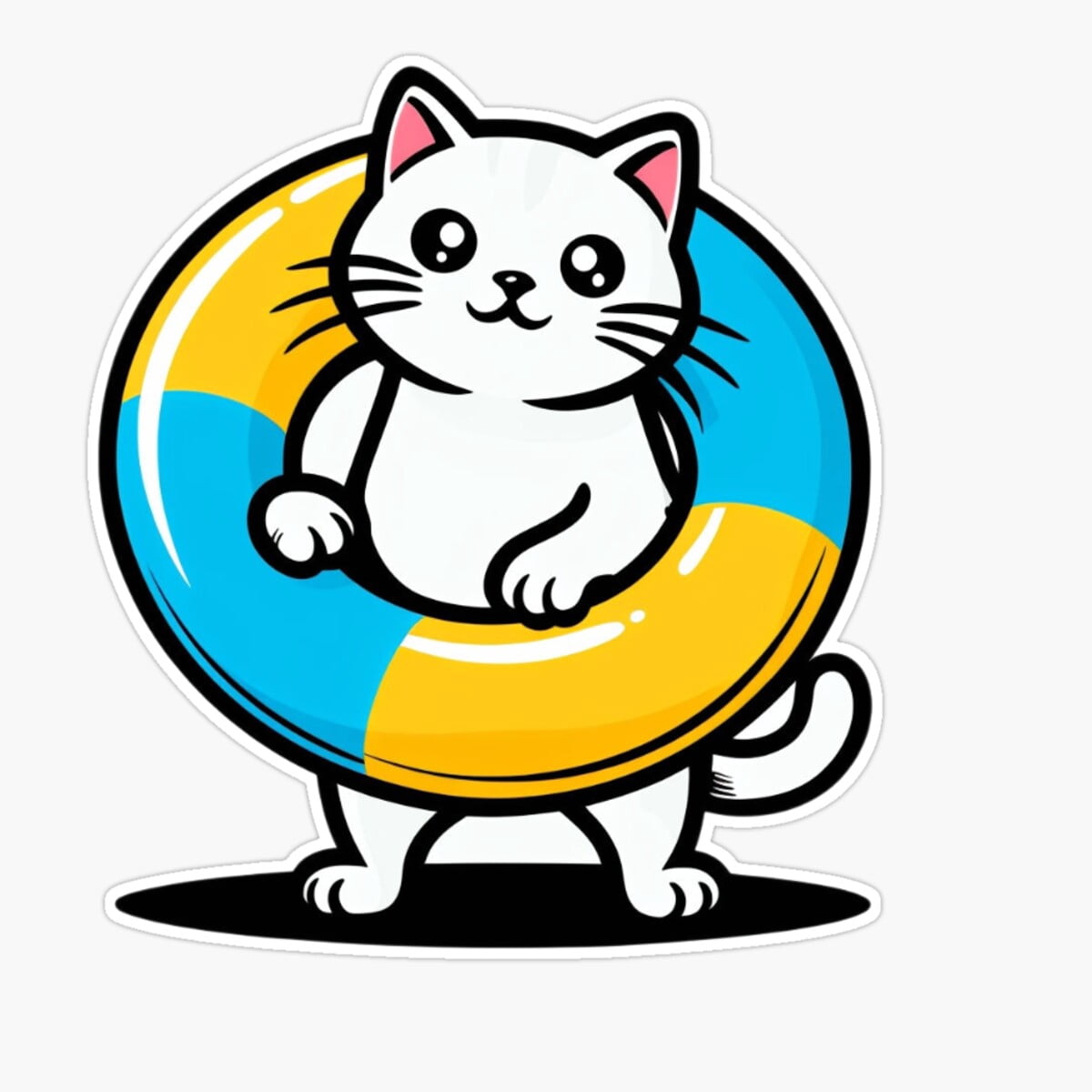 Stickly Cute Summer Pool Cat Sticker, Phone Decal Water Bottle Stickers ...