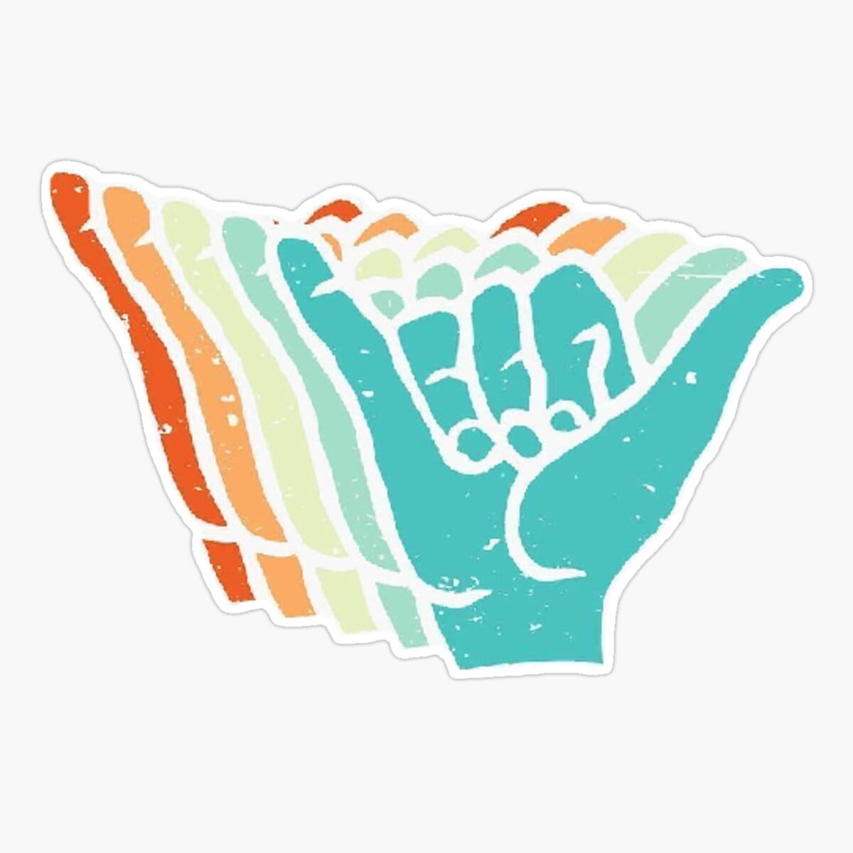 Stickly Cute Surfer Hang Loose Shaka Hawaii Rainbow Sticker, Phone ...