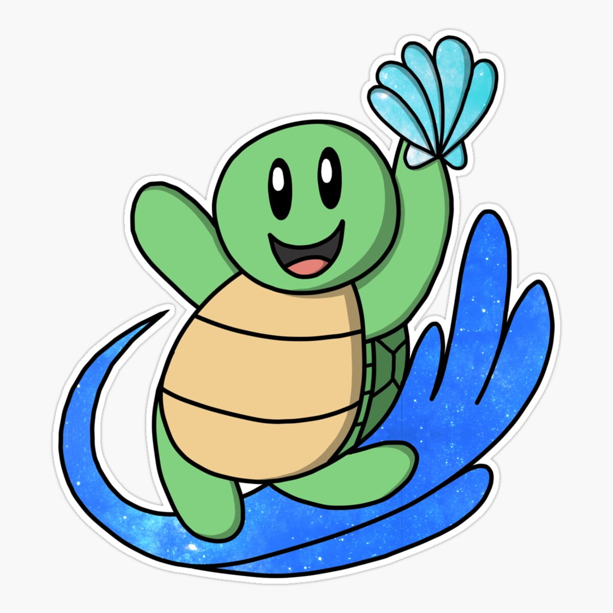 Stickly Cute Turtle'S Seashell Sticker, Phone Decal Water Bottle ...