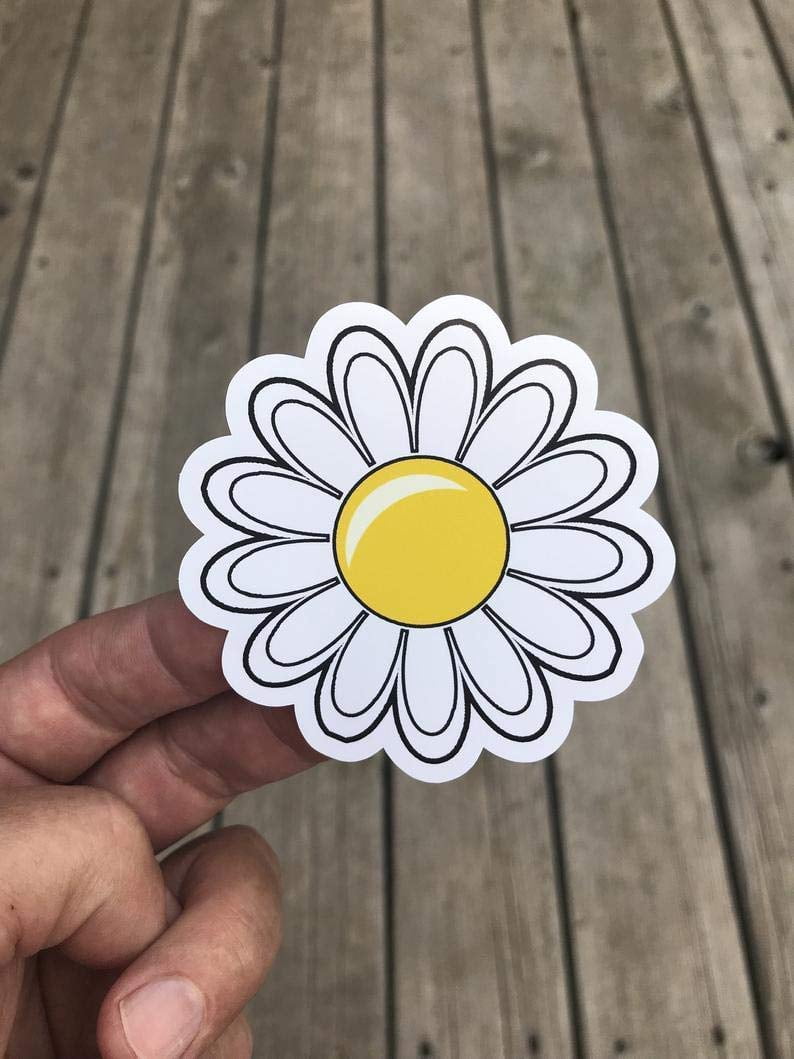 Stickly Daisy Flower Sticker, Laptop Sticker, Water Bottle Sticker ...