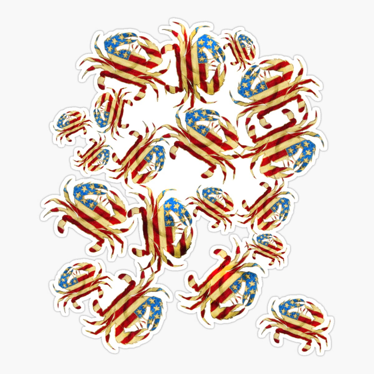 Stickly Dancing American Crabs Sticker, Phone Decal Water Bottle ...