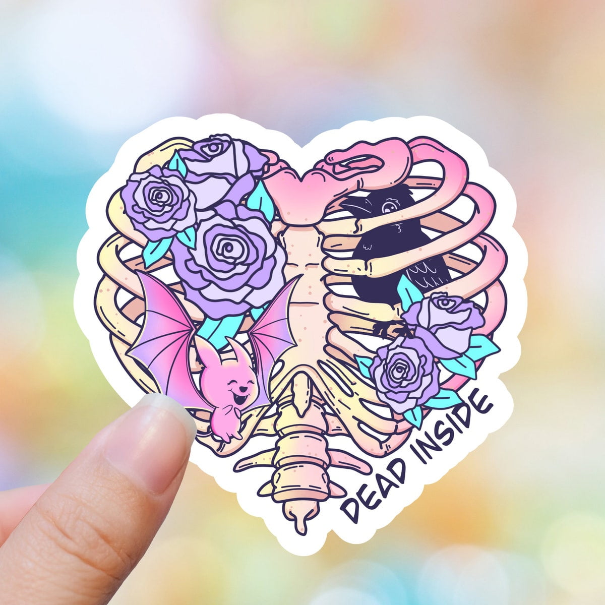 Stickly Dead Inside Sticker, Anti Valentine Decal, Skeleton Heart ...