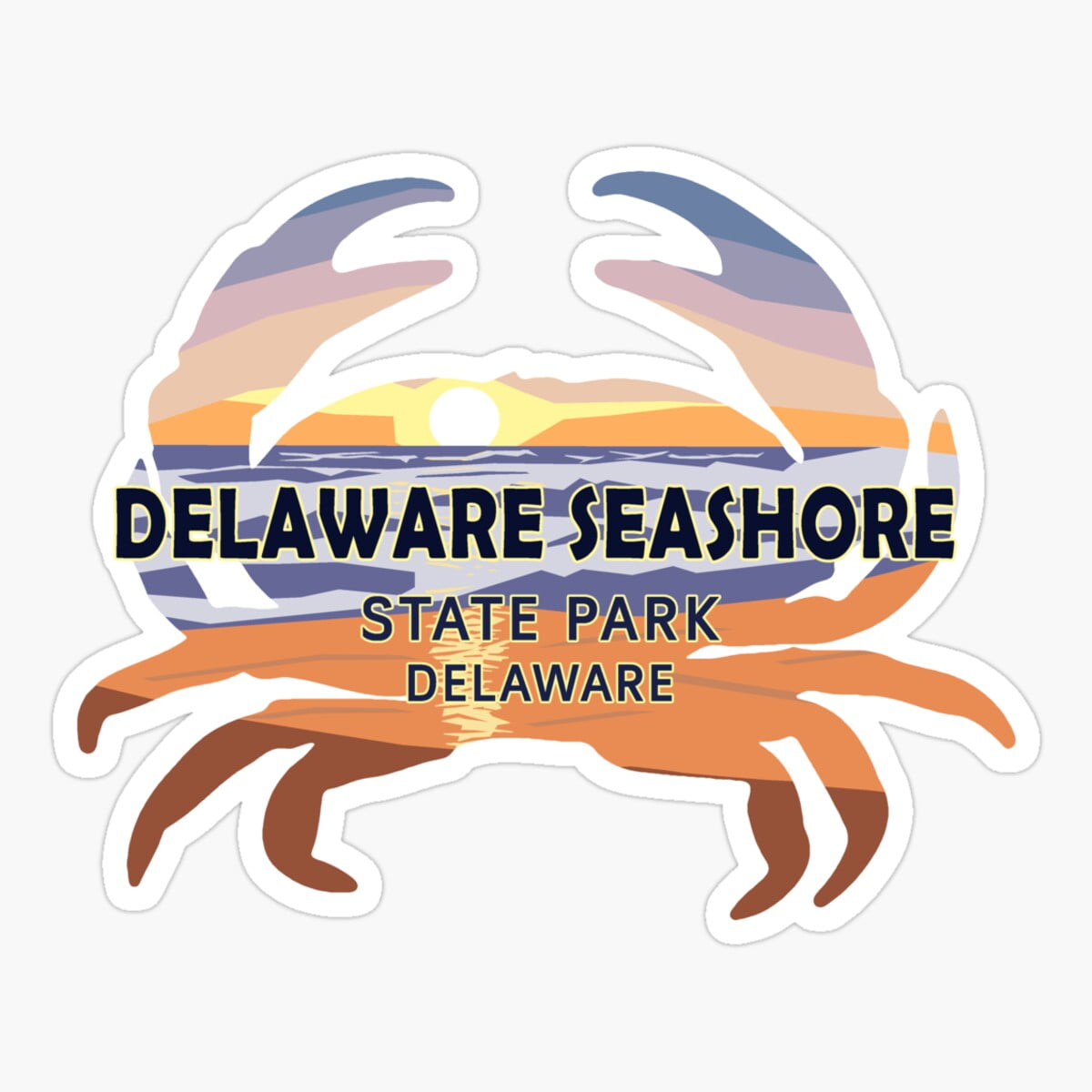 Stickly Delaware Seashore State Park Crab Sticker, Phone Decal Water ...