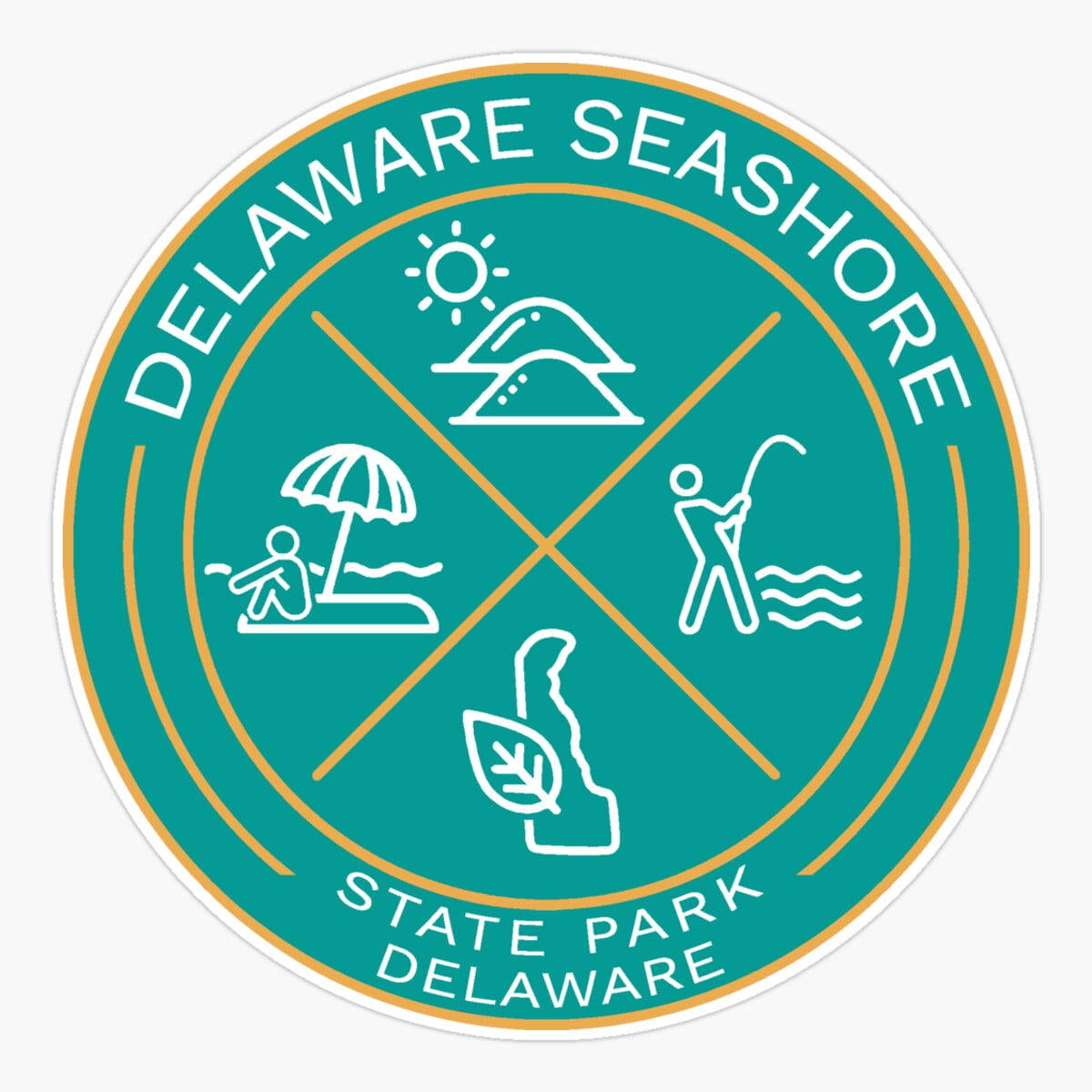 Stickly Delaware Seashore State Park Heraldic Logo Sticker, Phone Decal ...