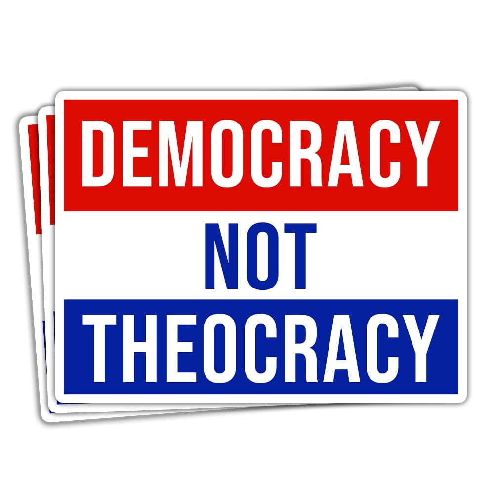 Stickly Democracy Not Theocracy Sticker, 2024 Election Sticker ...