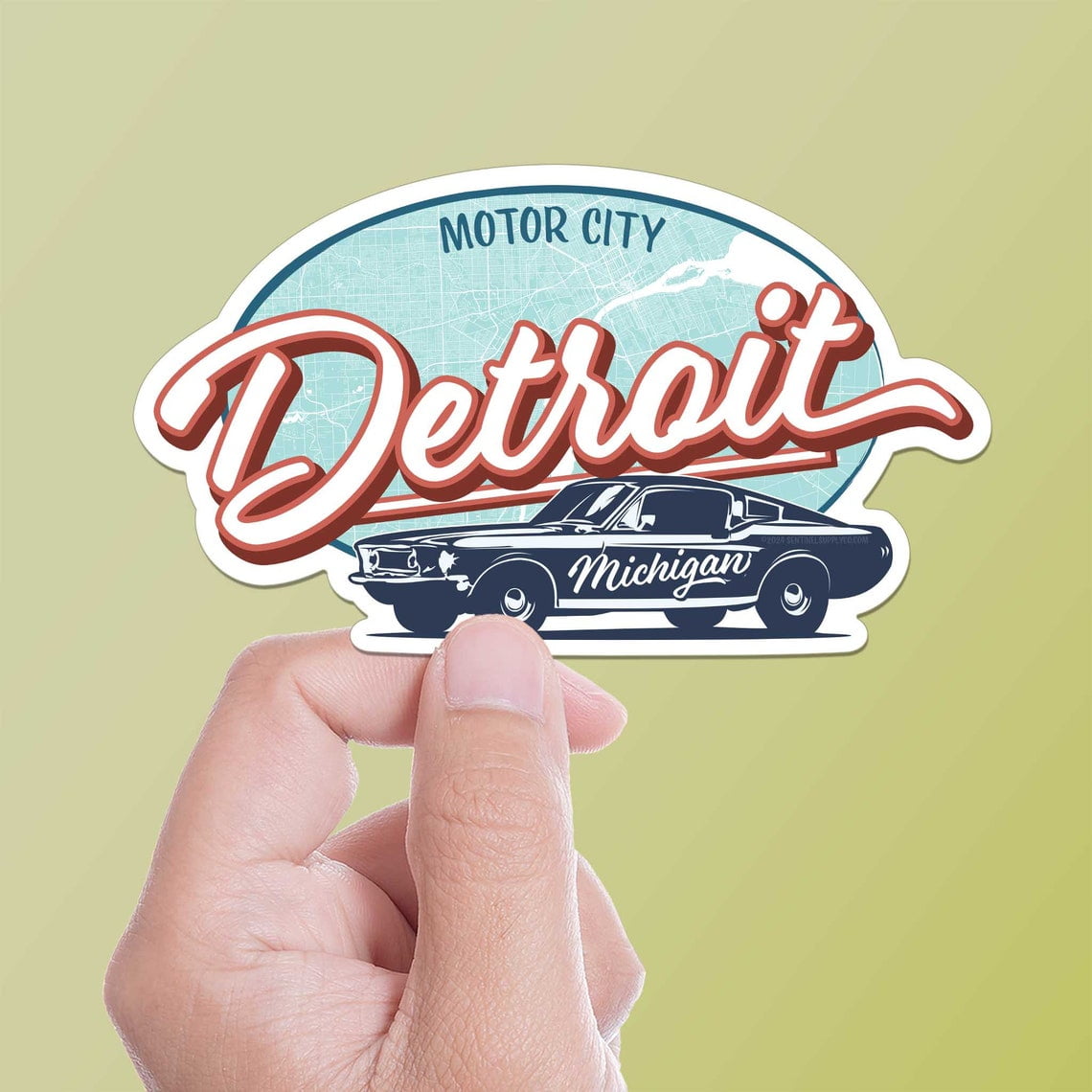 Stickly Detroit Motor City Bumper Er, Classic Car Michigan Decal For ...