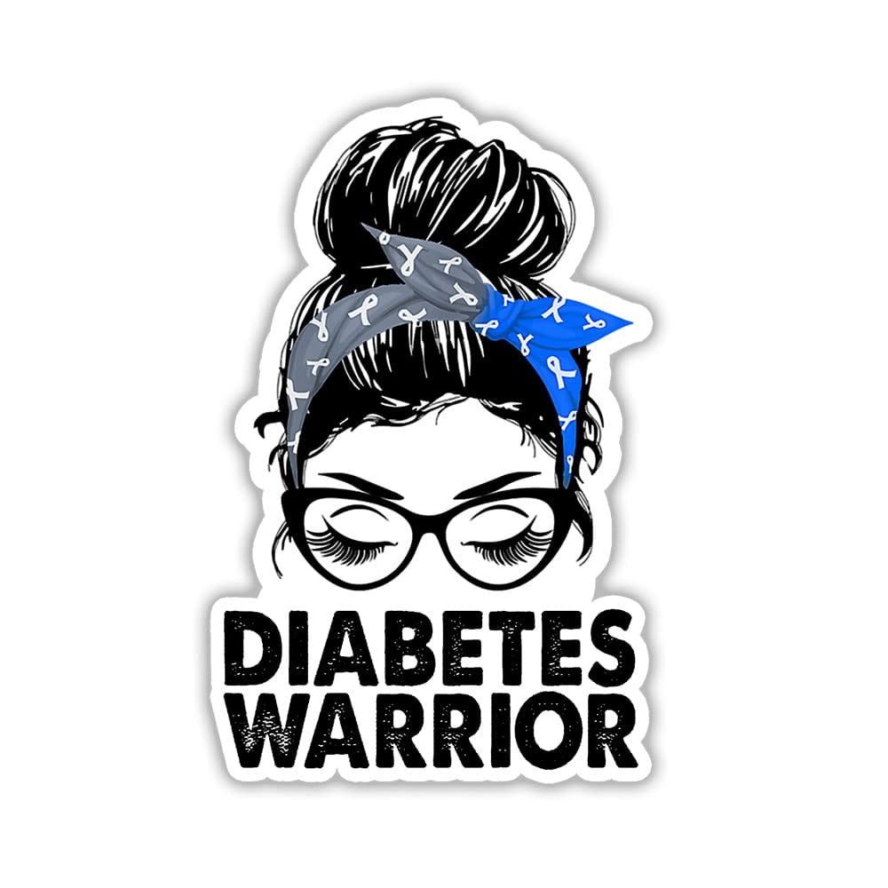 Stickly Diabetes Warrior Sticker, Diabetes Awareness Blue Gray Ribbon ...