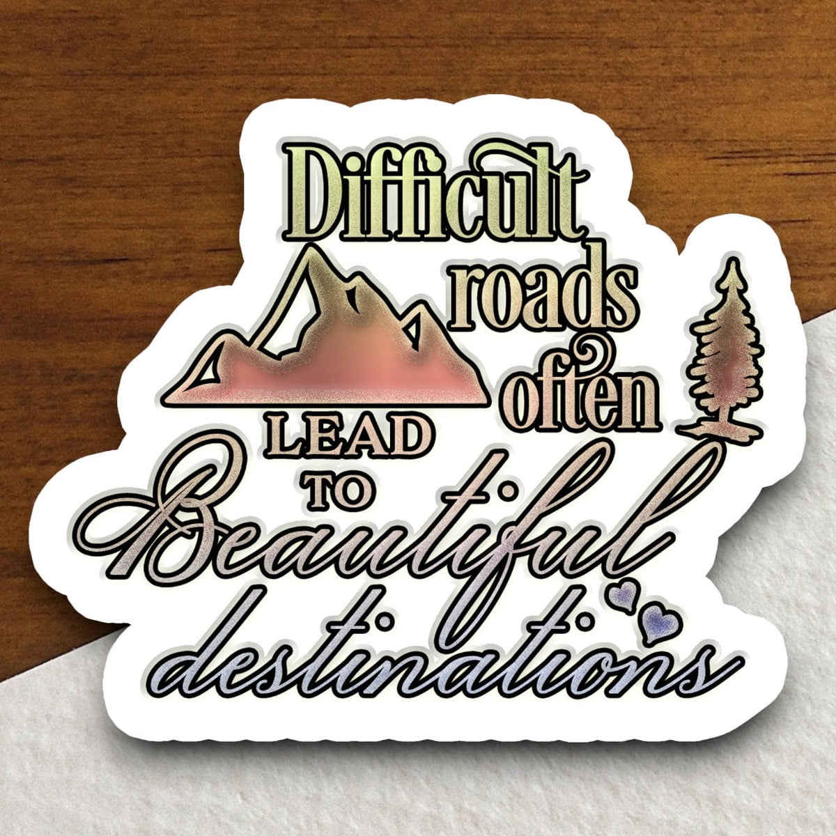 Stickly Difficult Roads Mountain Sticker, Vacation Sticker, Travel ...