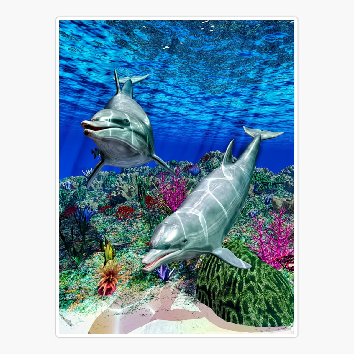 Stickly Dolphins Sticker, Phone Decal Water Bottle Stickers Car Decals ...