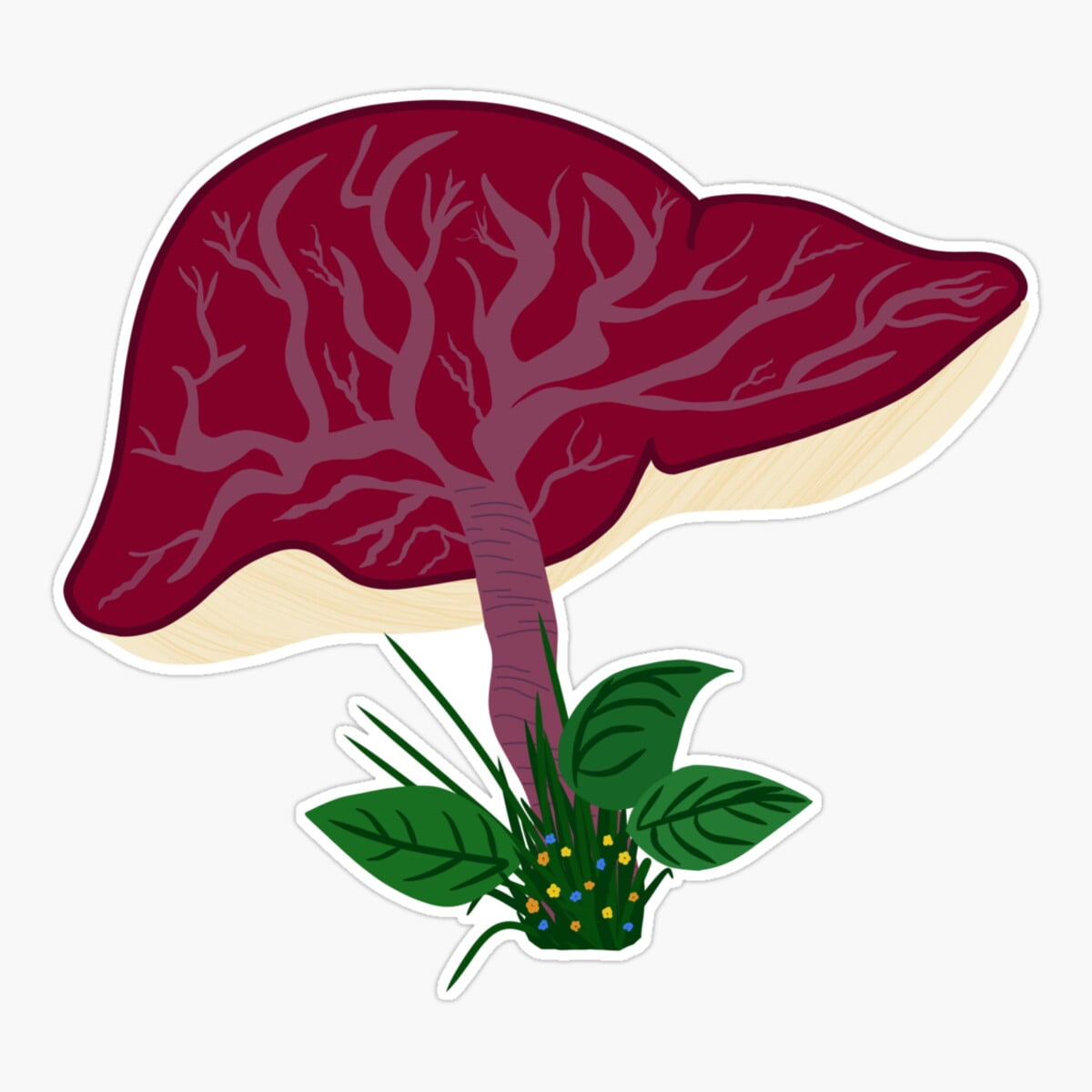 Stickly Donate Liver Mushroom - Purple Sticker, Phone Decal Water ...