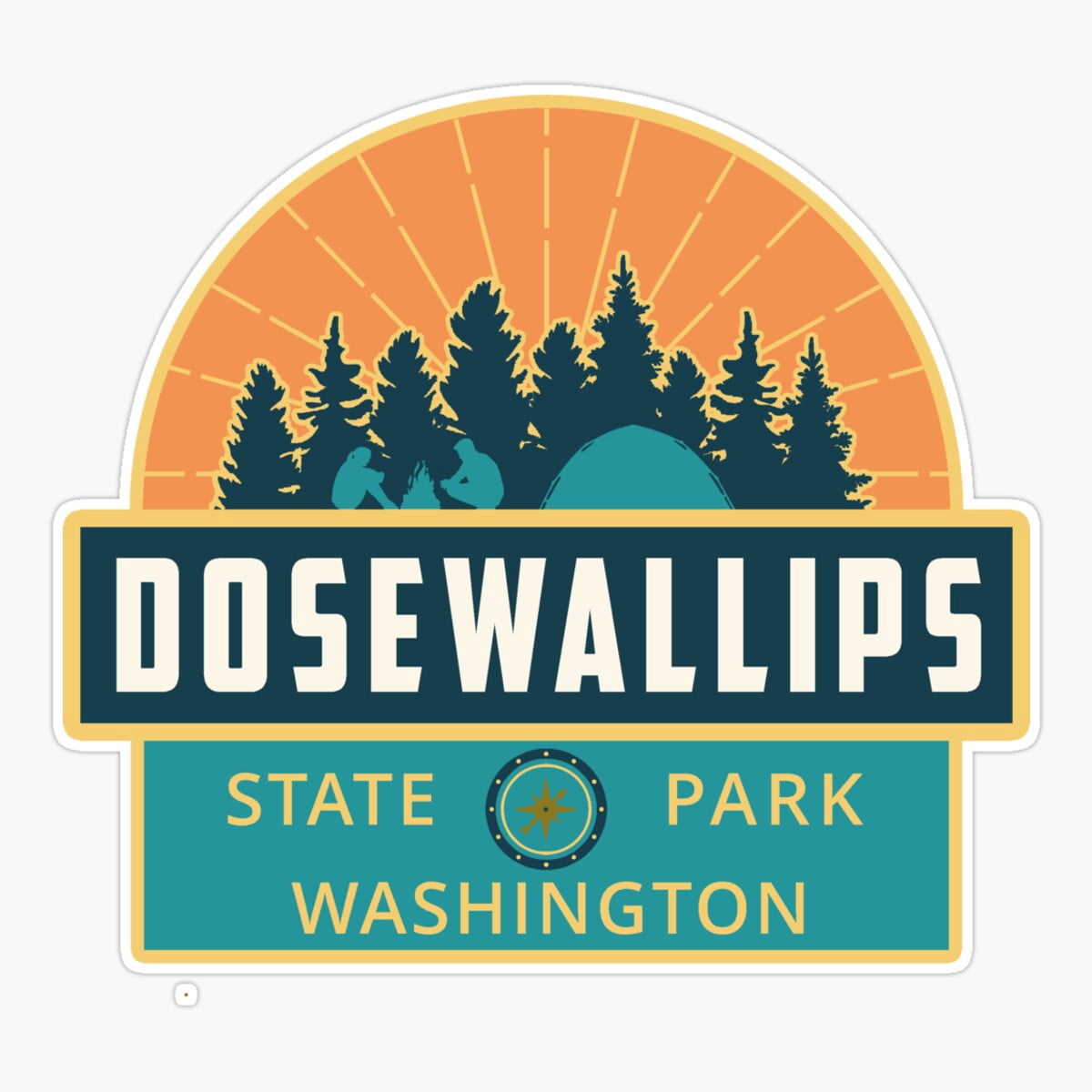 Stickly Dosewallips State Park Washington Sunset Burst Logo Sticker ...
