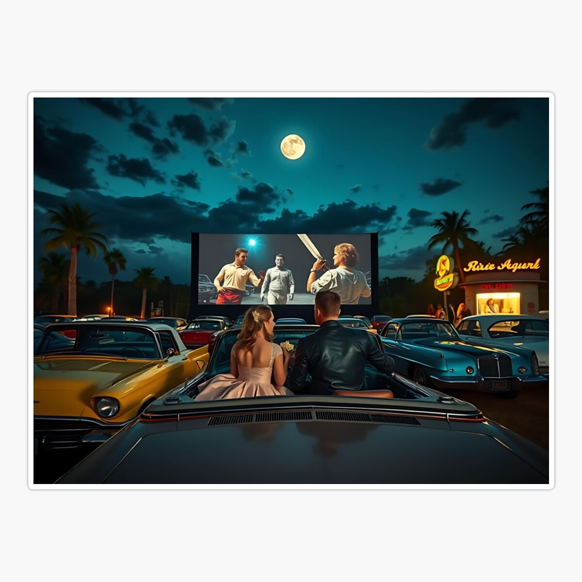 Stickly Drive-In Cinema In Summer 1950S Sticker, Phone Decal Water ...