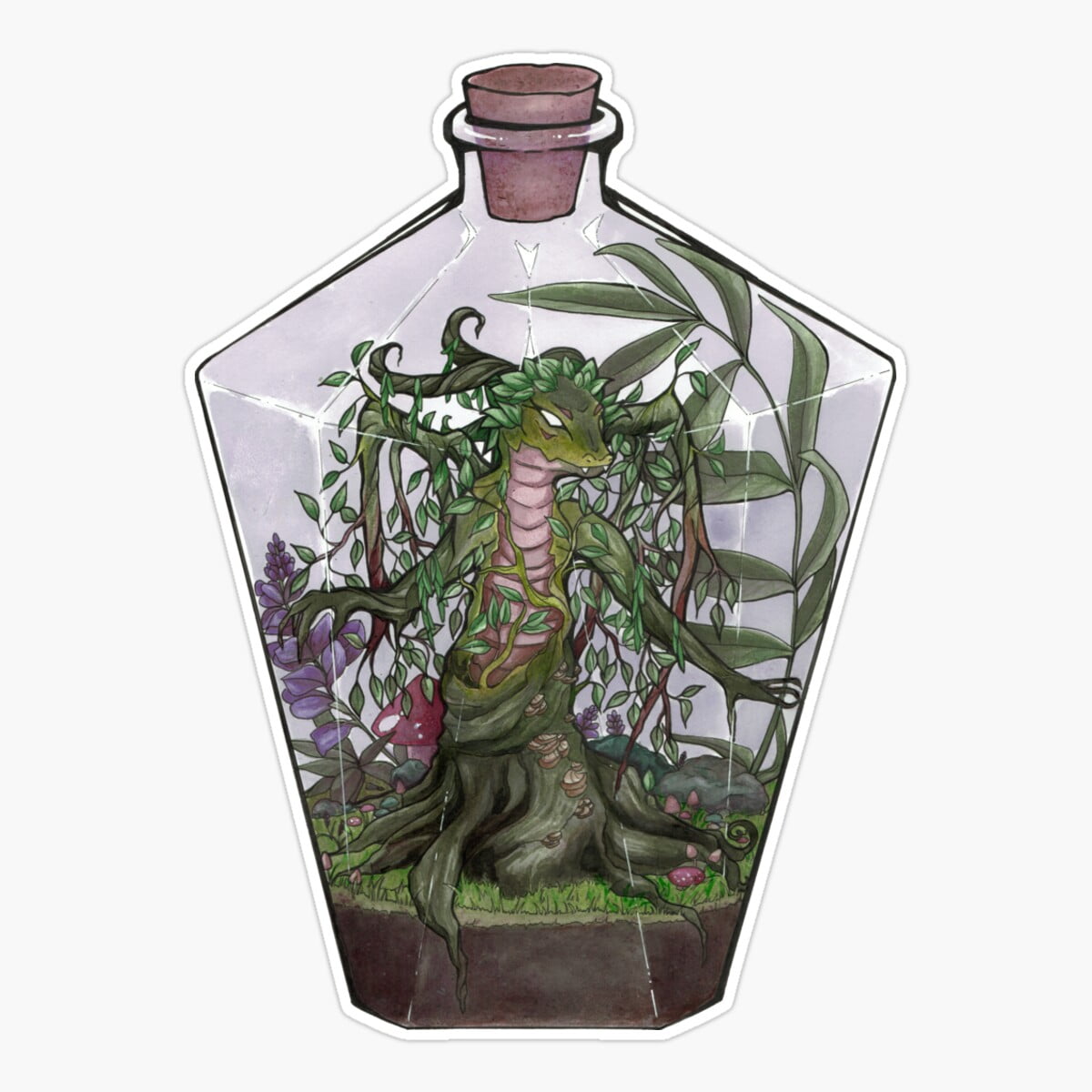 Stickly Dryad Dragon Terrarium Potion Sticker, Phone Decal Water Bottle ...