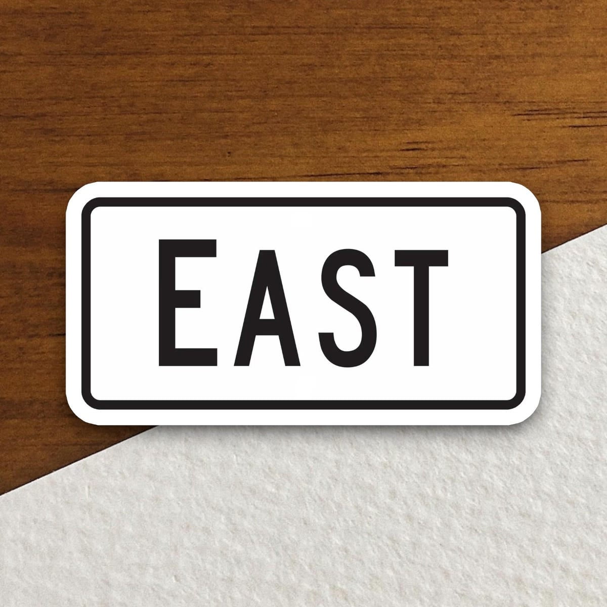 Stickly East Directional Road Sign Sticker In White, Road Trip Sticker ...