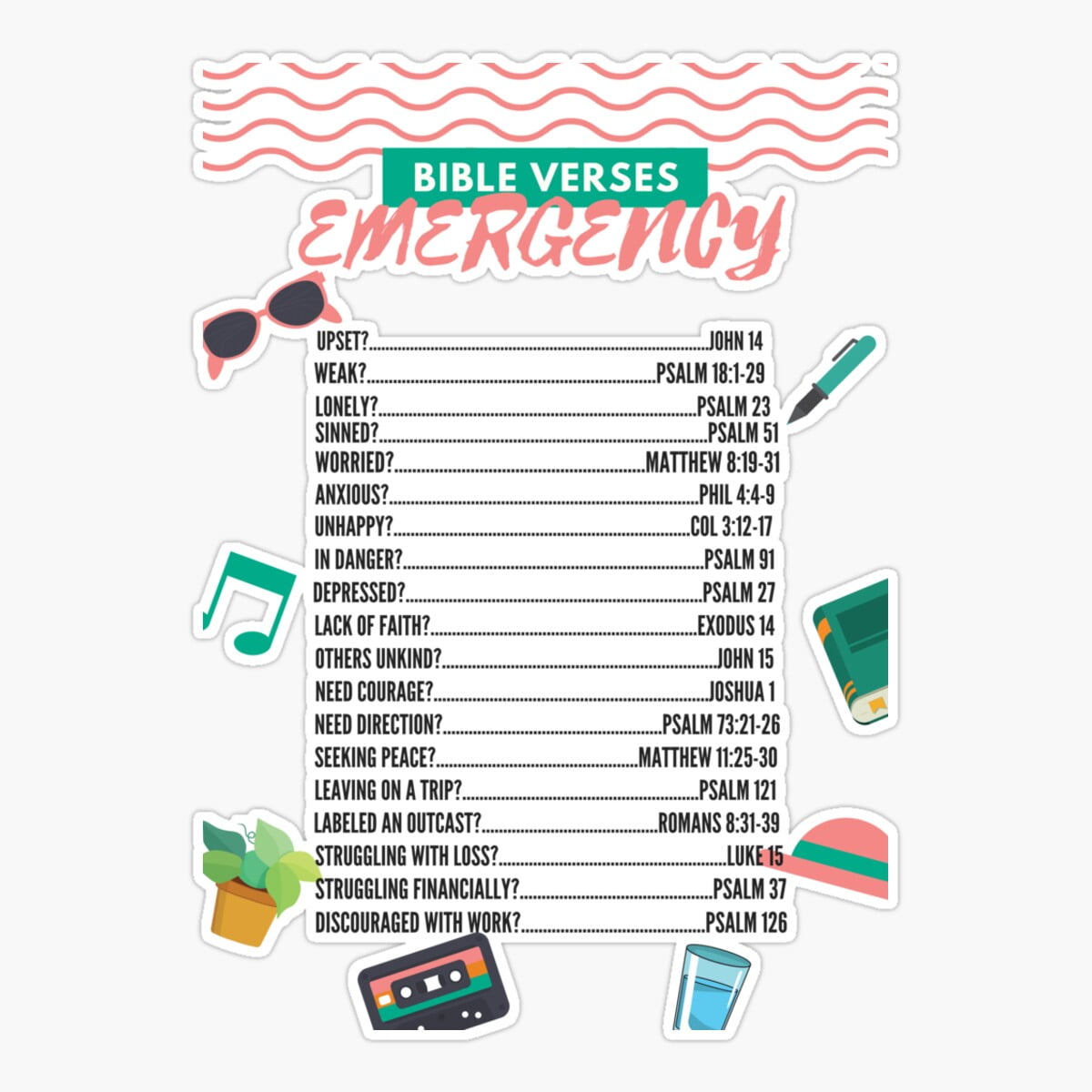 Stickly Emergency Bible Verses Sticker, Phone Decal Water Bottle ...