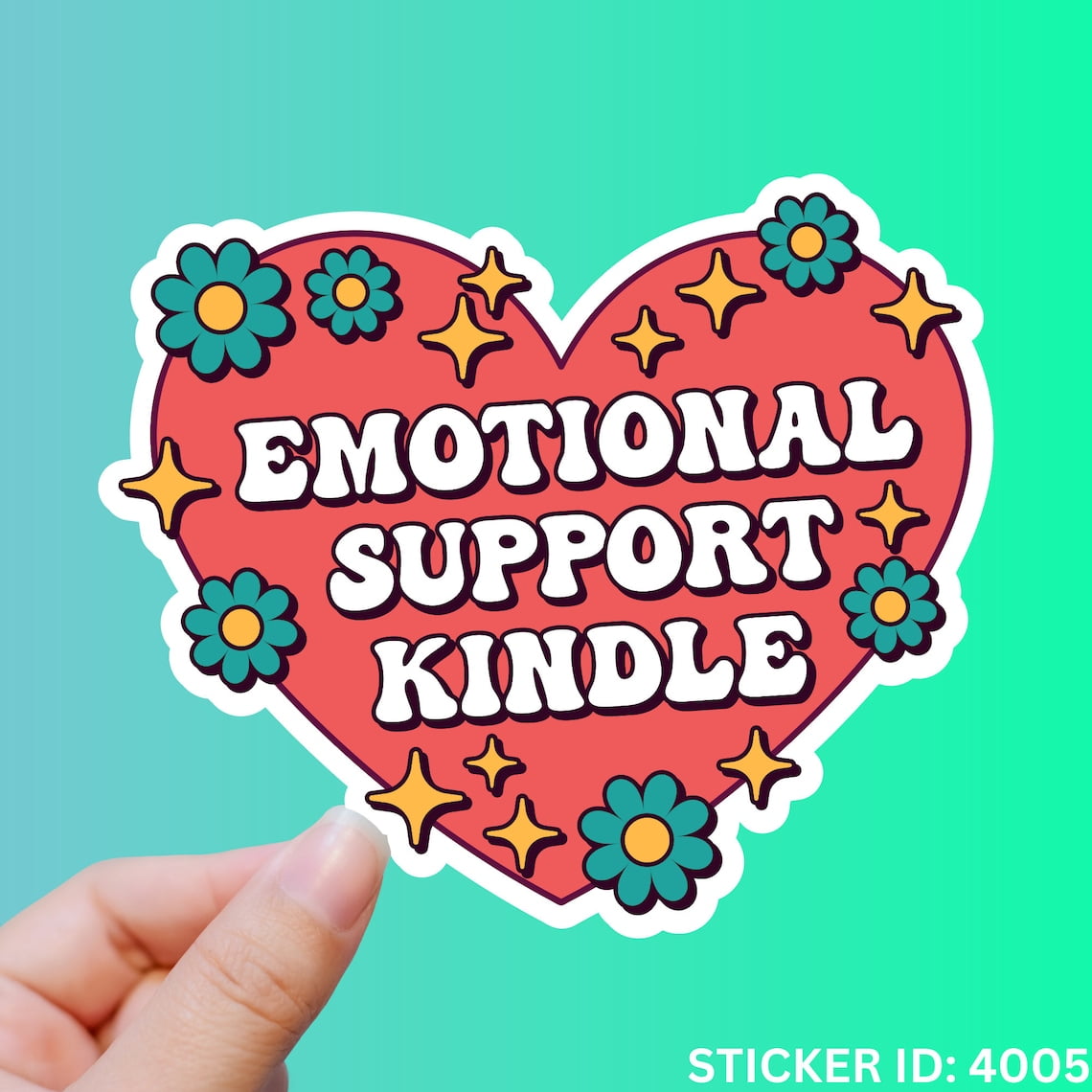 Stickly Emotional Support Kindle er, Cute Heart Decals, Girly Book ers, Librariancore Decal ...