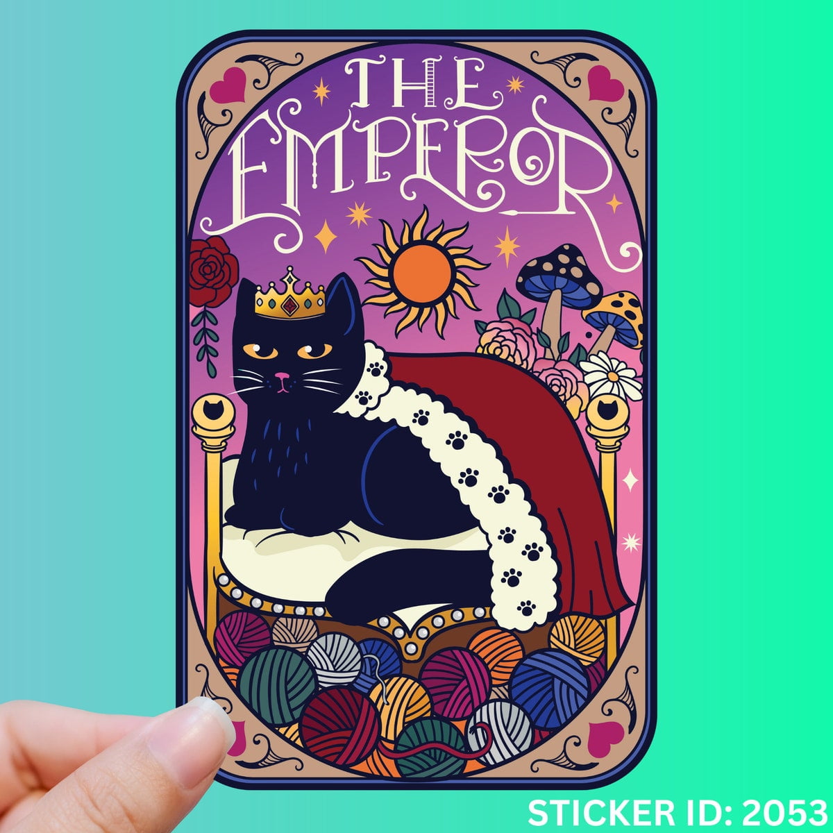 Stickly The Emperor Tarot Card Sticker, Black Cat Sticker, Party ...
