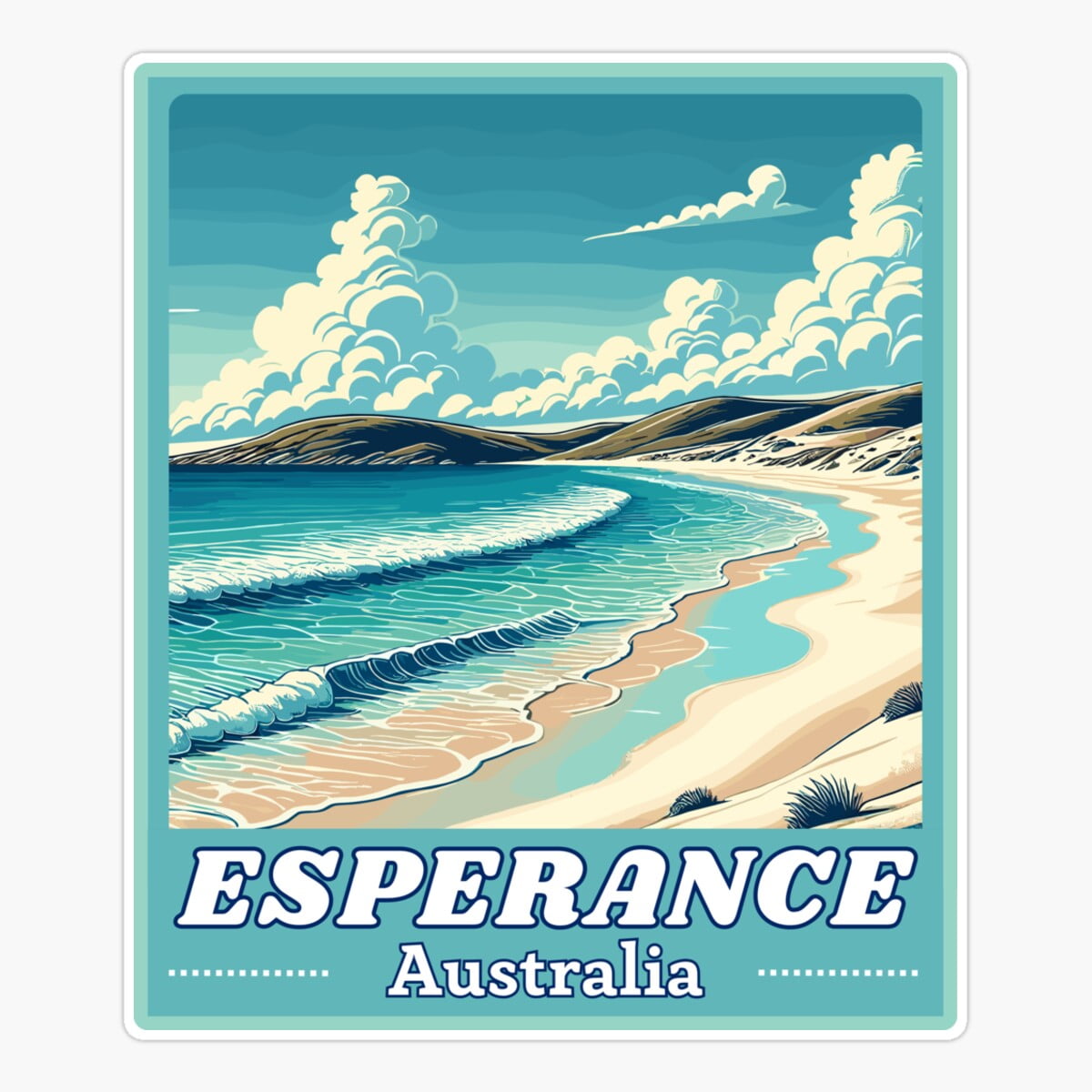 Stickly Esperance Australia Retro Skyline Sticker, Phone Decal Water Bottle Stickers Car Decals ...