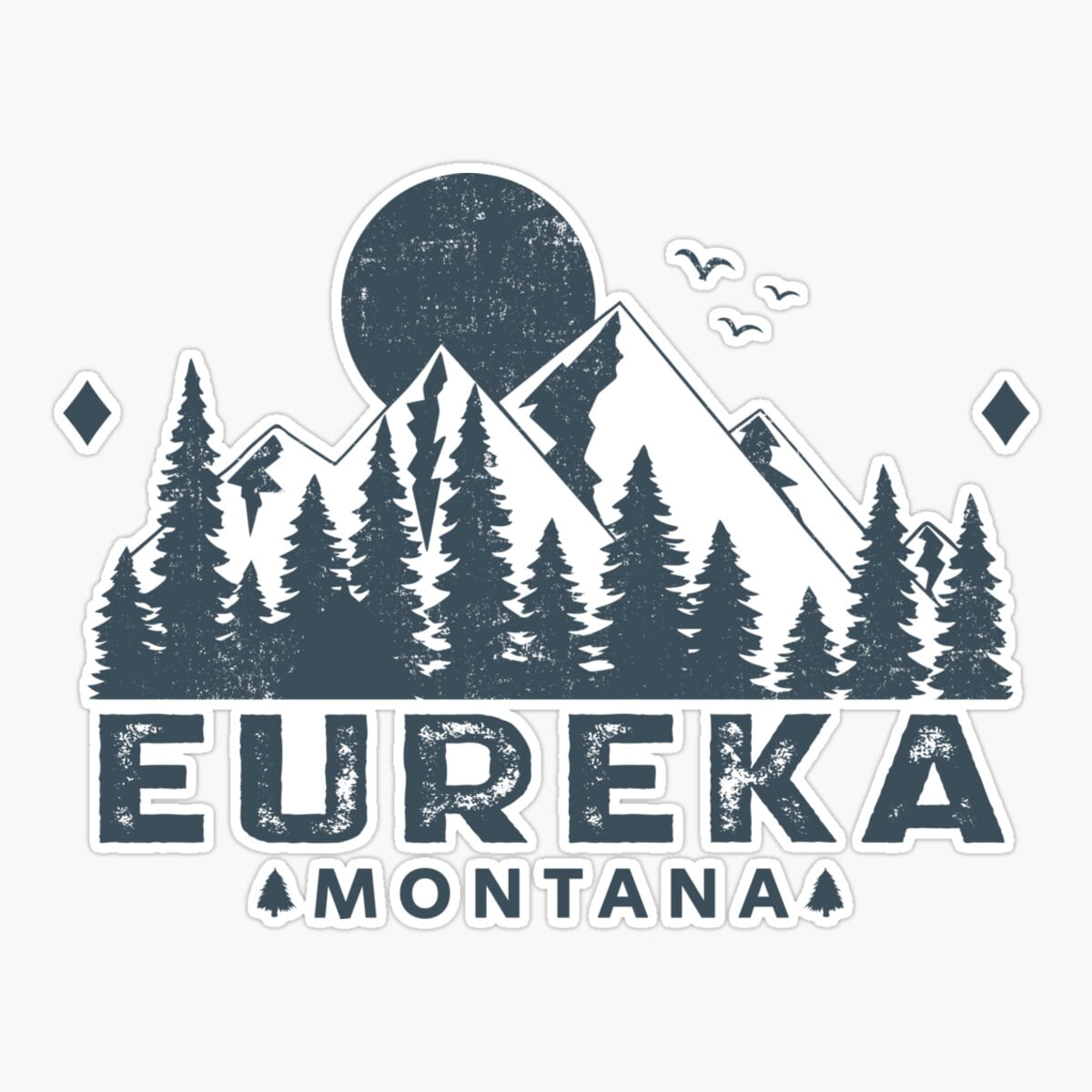 Stickly Eureka Montana Mountain View Sticker, Phone Decal Water Bottle ...