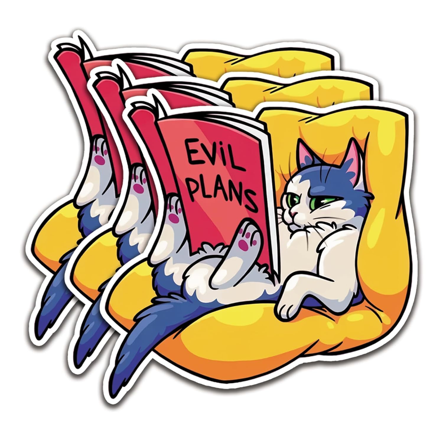 Stickly Evil Plans Sticker Quotes Funny Sticker Cat Read Book Sticker ...
