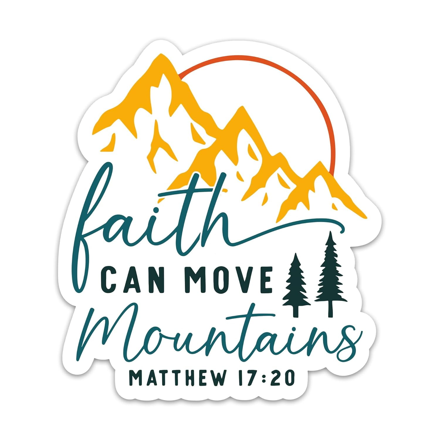 Stickly Faith Can Move Mountains Sticker, Scripture Bible Verse Matthew ...