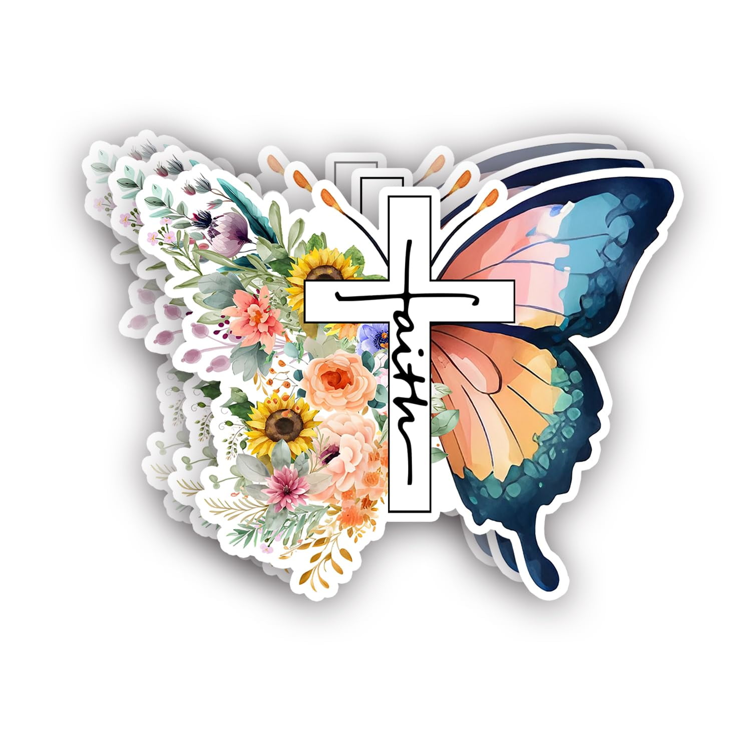 Stickly Faith Christian Sticker Inspirational Quotes Bible Verse Floral ...