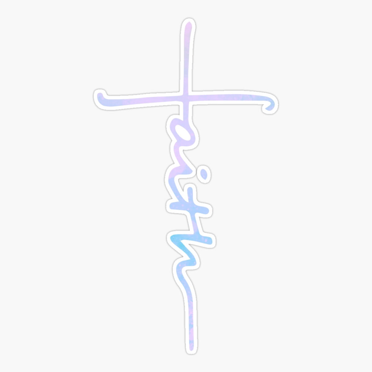 Stickly Faith Cross- Pastel Purple Sticker, Phone Decal Water Bottle ...