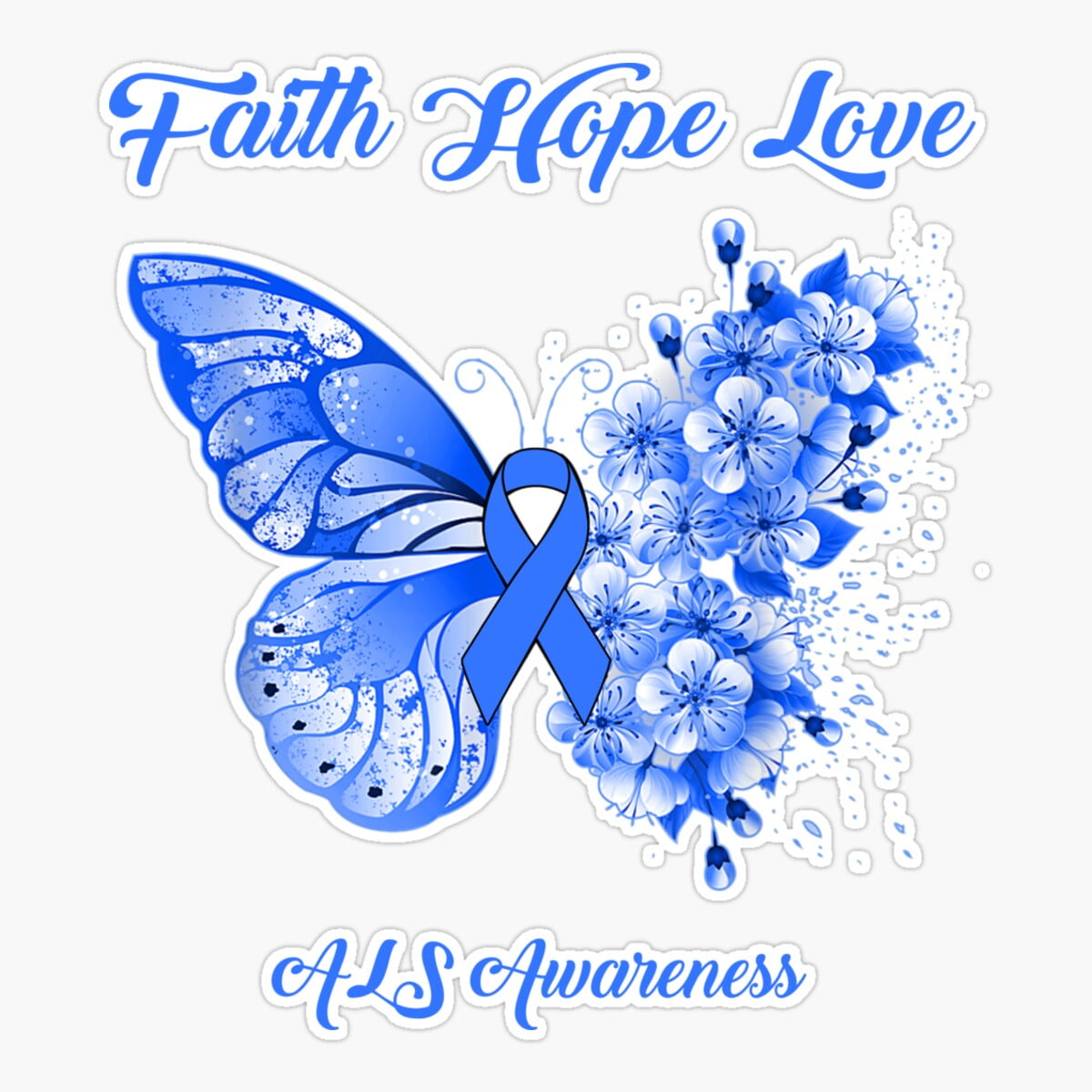 Stickly Faith Hope Love Als Awareness Butterfly Ribbon Gifts Sticker ...
