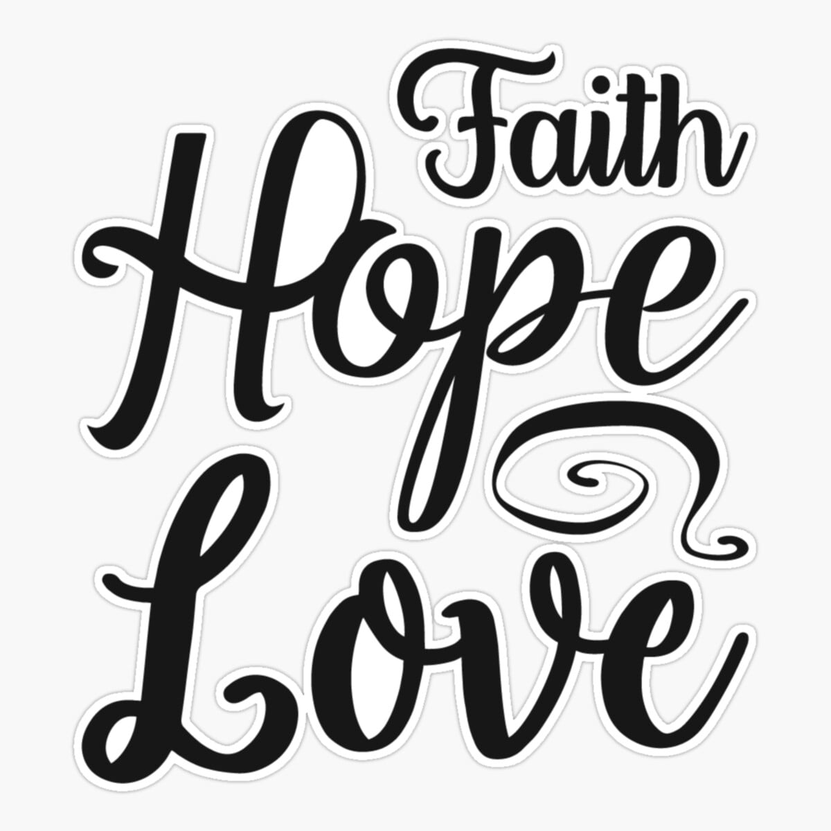 Stickly Faith Hope Love Sticker, Phone Decal Water Bottle Stickers Car ...