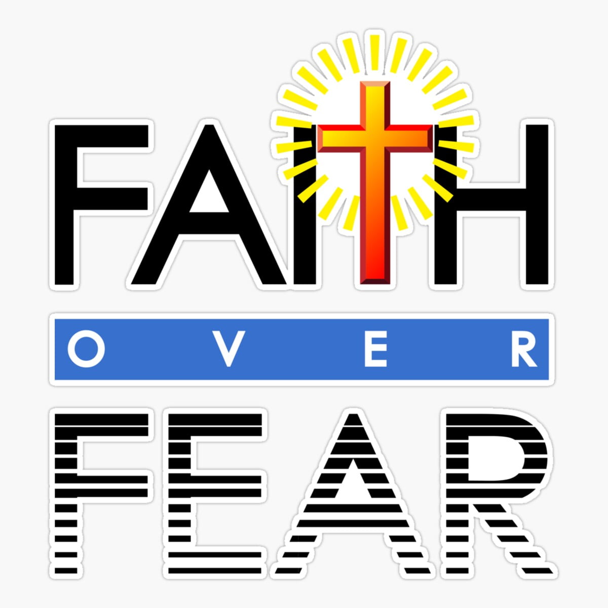 Stickly Faith Over Fear Inspirational Graphic Art Sticker, Phone Decal ...