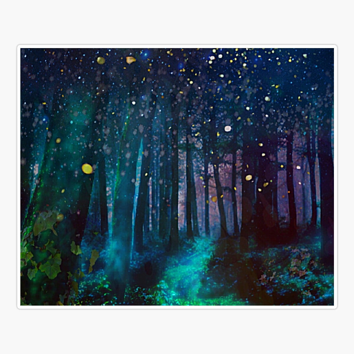 Stickly Firefly Forest Sticker, Phone Decal Water Bottle Stickers Car ...