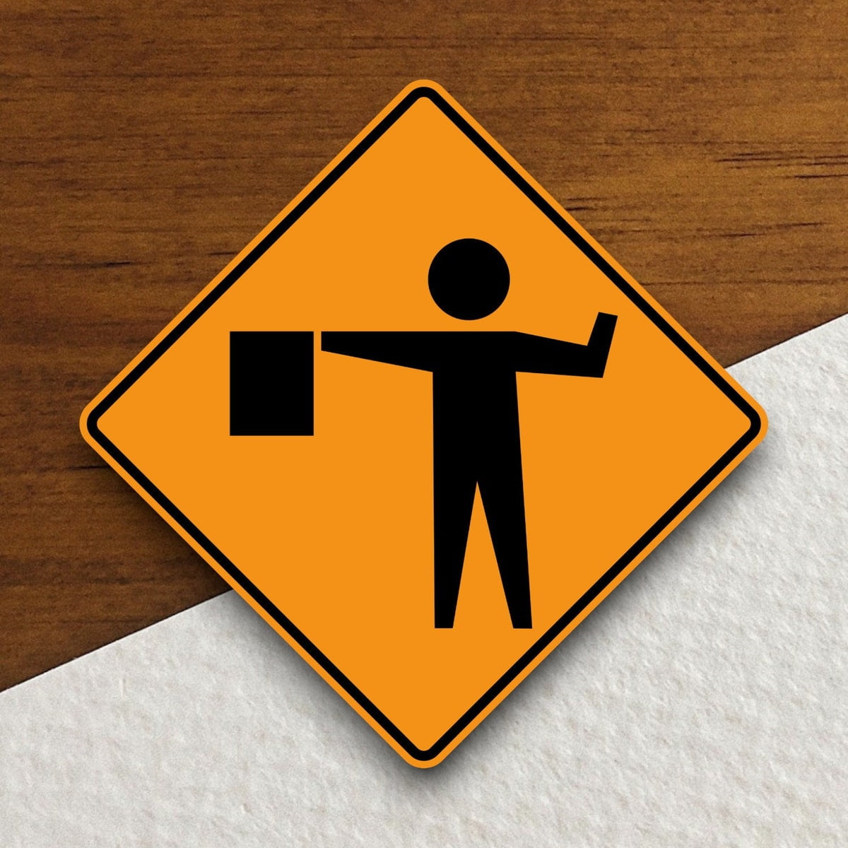 Stickly Flagger Ahead Road Sign Stickers, Traffic Sticker, Road Sign ...