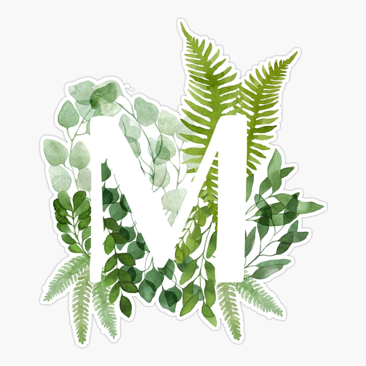 Stickly Floral Letter M Sticker, Phone Decal Water Bottle Stickers Car ...