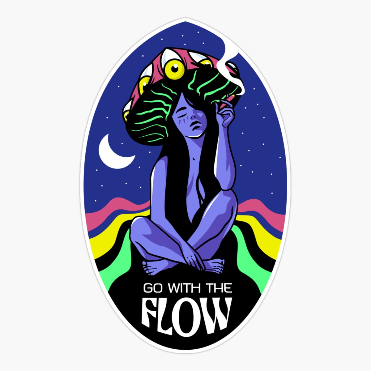 Stickly Flow With The Alien Mushroom Girl Sticker, Phone Decal Water ...