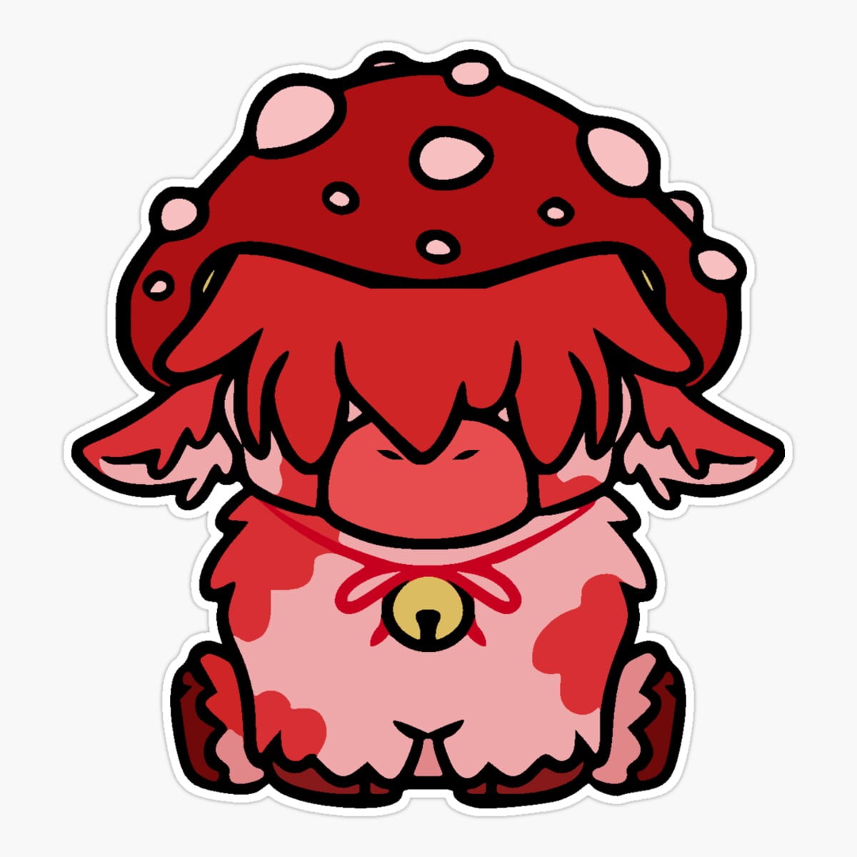 Stickly Fluffy Cow - Red Mushroom Sticker, Phone Decal Water Bottle ...