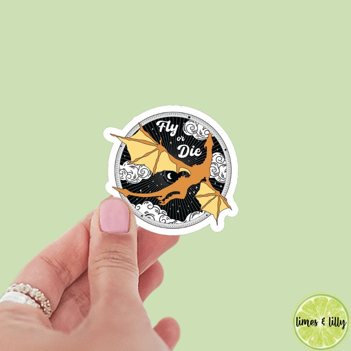 Stickly Fly Or Die Black And Gold Flying Dragon Er | Book Inspired ...