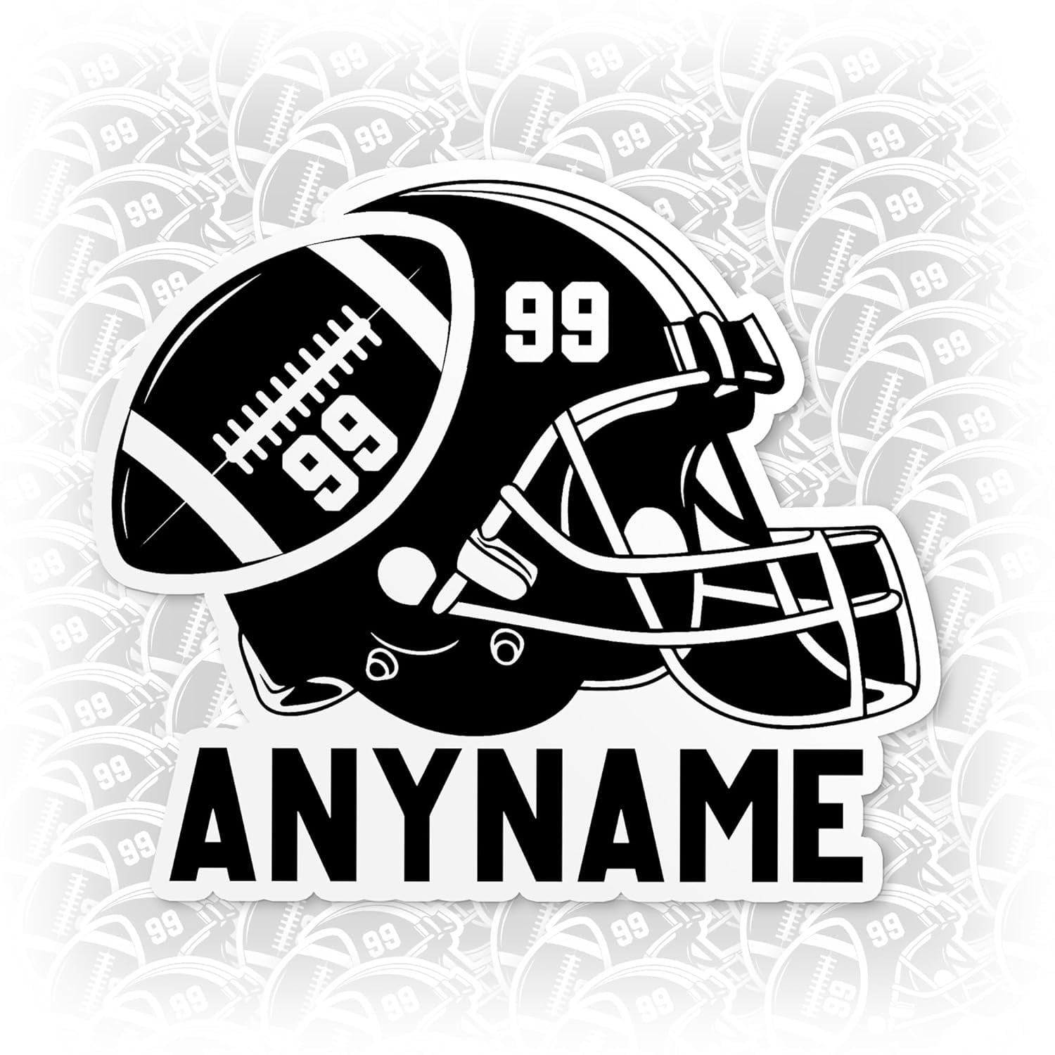 Stickly Football Name Sticker Name Rugby Sport Ball Die-Cut Vinyl ...