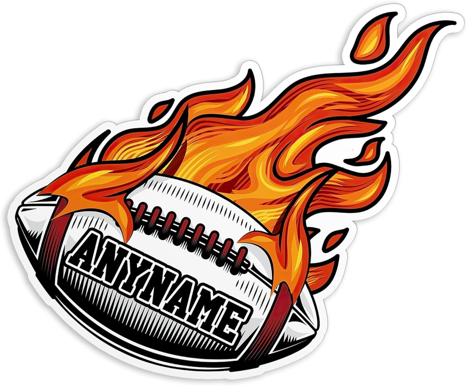 Stickly Football Name Stickers Football Flame Name Player Team Sticker ...