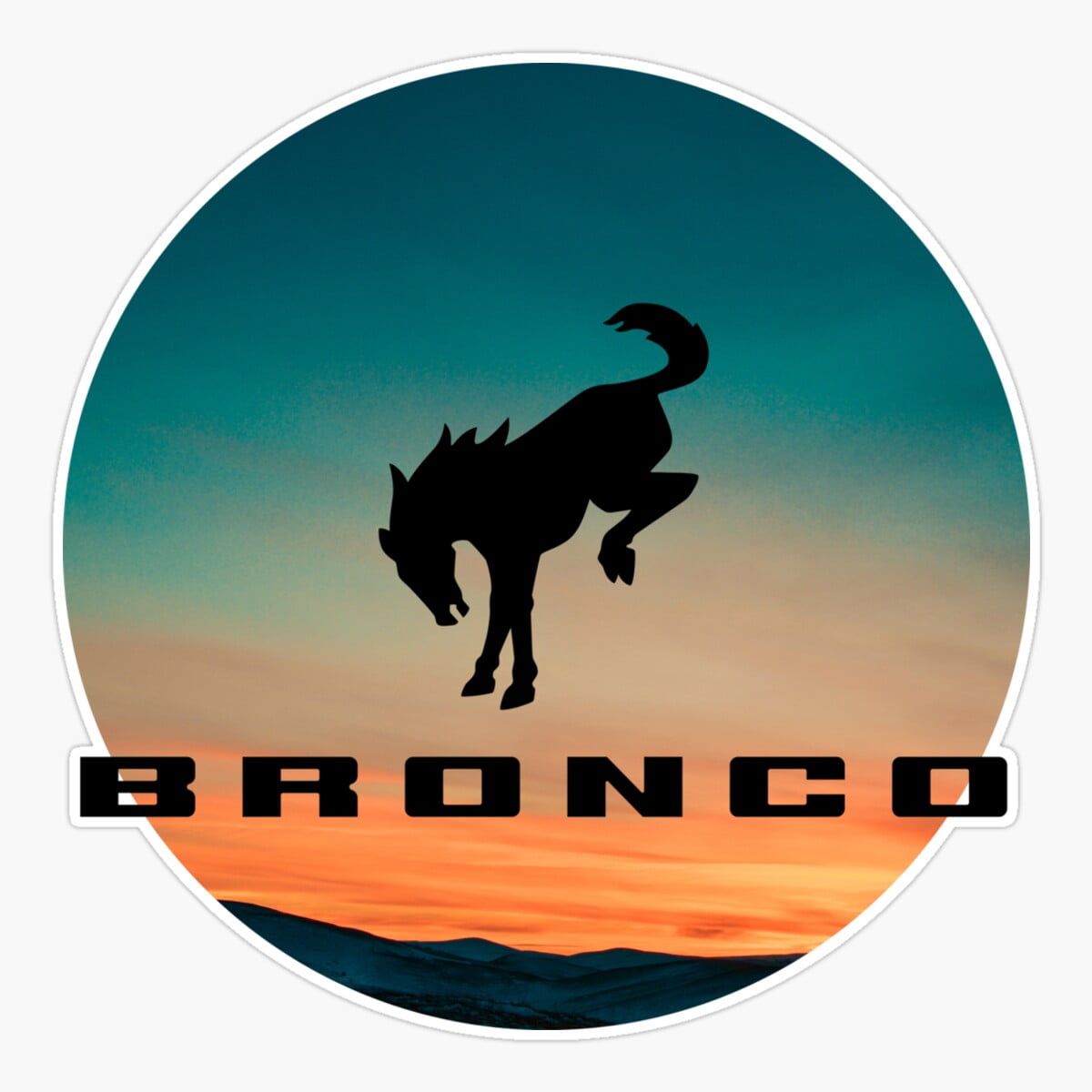 Stickly Ford Bronco Logo Sunset Sticker, Phone Decal Water Bottle ...