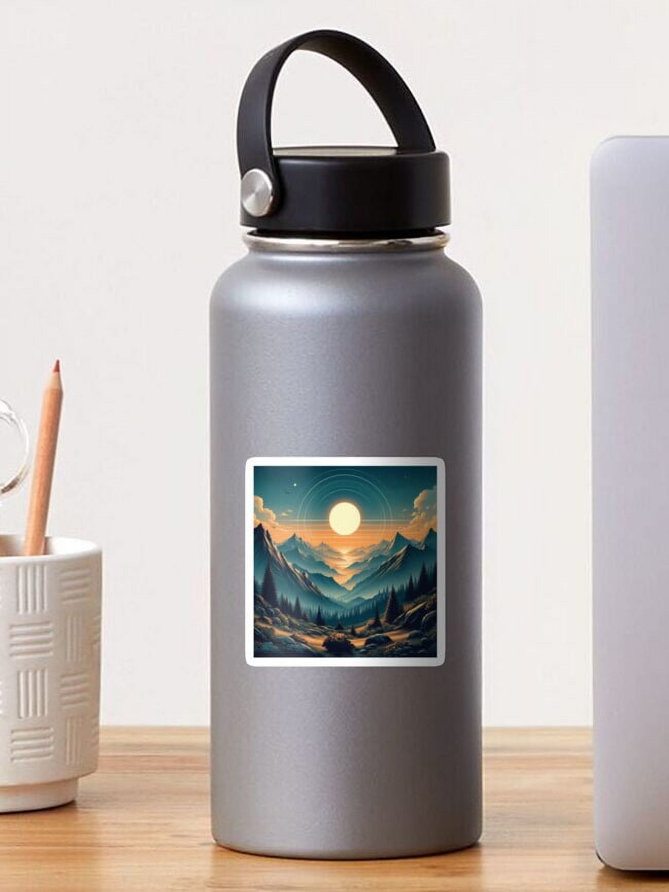 Stickly Forest Mountain Horizon Sticker, Phone Decal Water Bottle ...