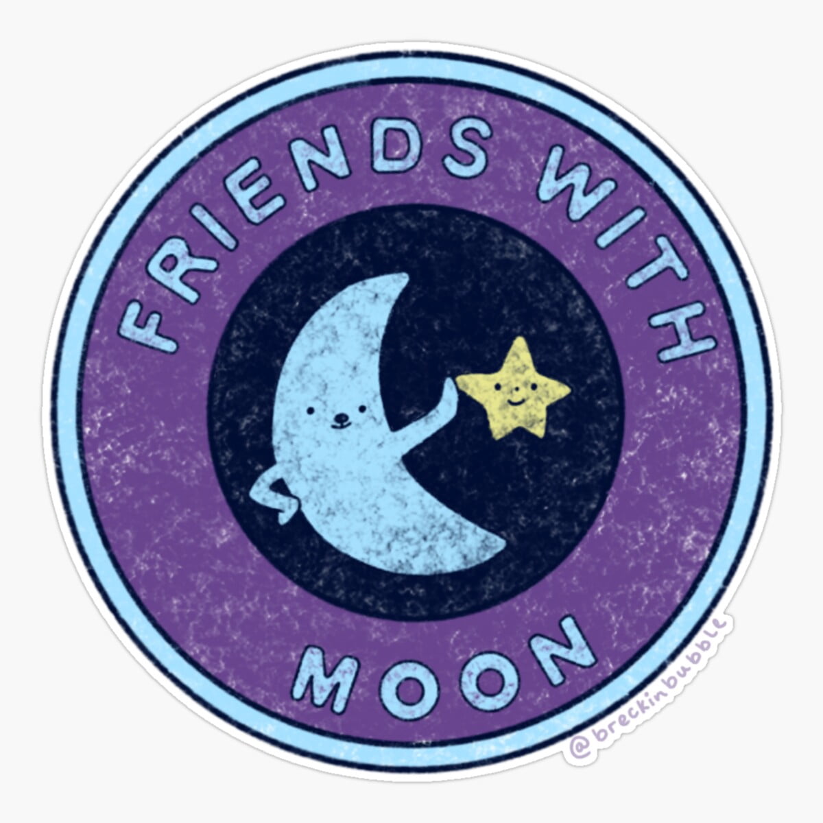 Stickly Friends With Moon Badge Sticker, Phone Decal Water Bottle ...