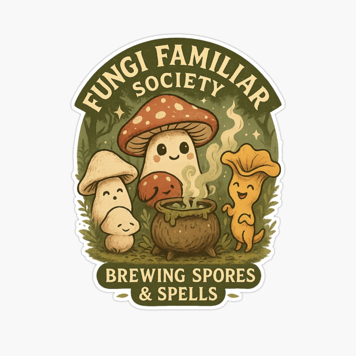 Stickly Fungi Familiar Society Sticker, Phone Decal Water Bottle ...