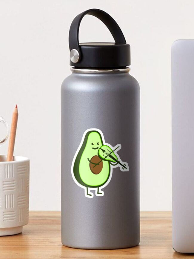 Stickly Funny Avocado With Violin Sticker, Phone Decal Water Bottle ...