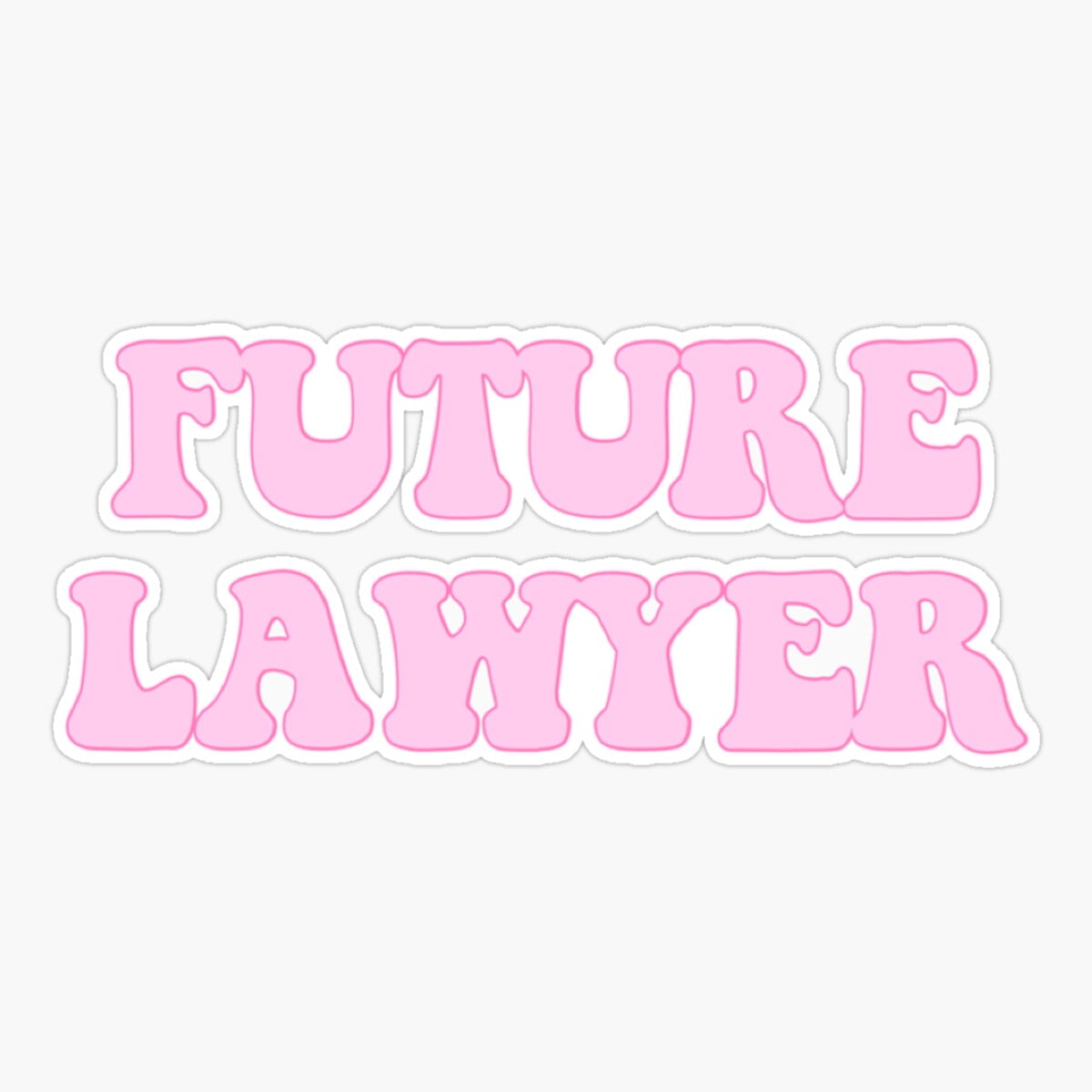 Stickly Future Lawyer- Pink On Pink Sticker, Phone Decal Water Bottle ...