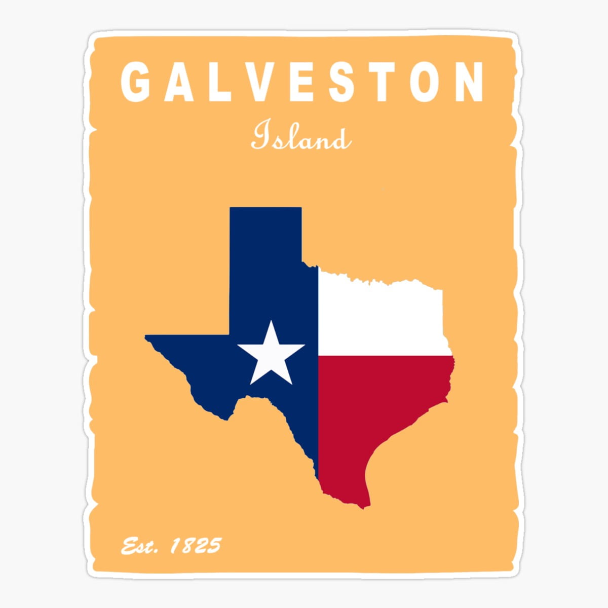 Stickly Galveston - Texas. Sticker, Phone Decal Water Bottle Stickers ...