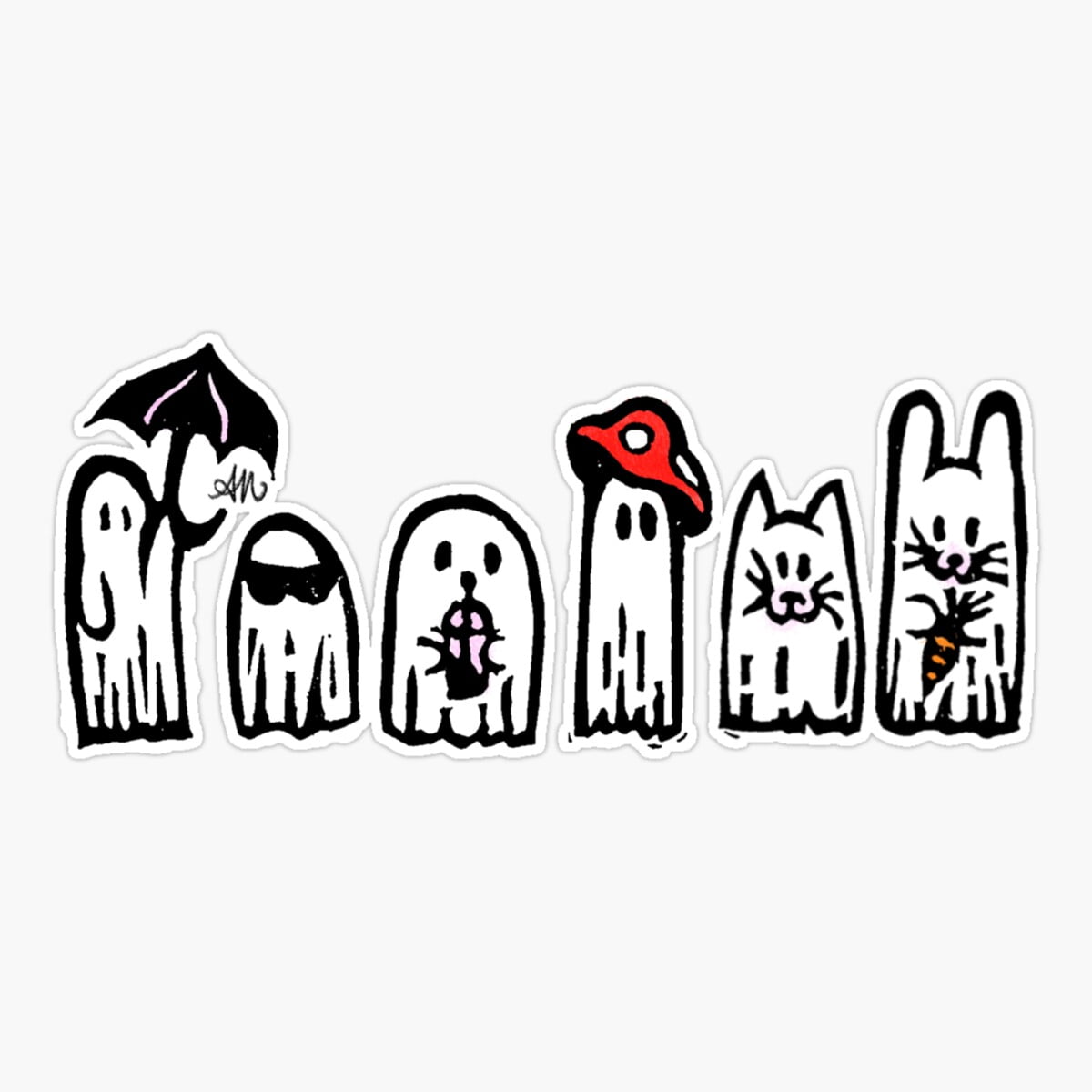 Stickly Ghost Friends Sticker, Phone Decal Water Bottle Stickers Car ...