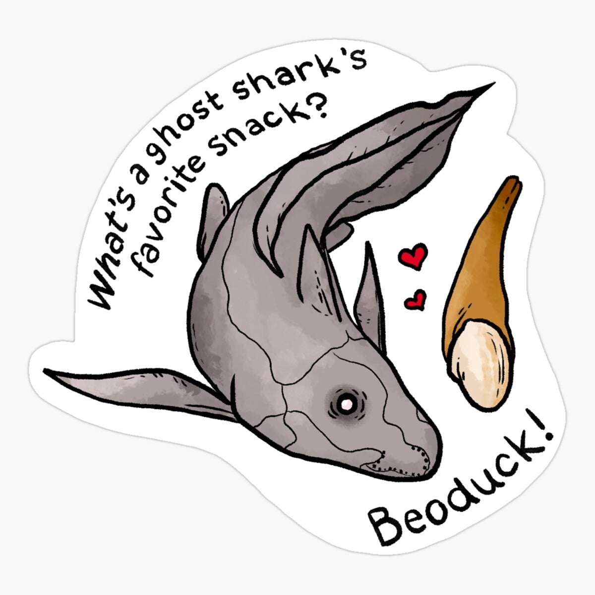Stickly Ghost Sharks Favorite Snack Sticker, Phone Decal Water Bottle ...