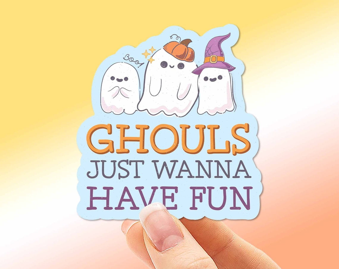 Stickly Ghouls Just Wanna Have Fun Cute Er For Water Bottle, Funny Fall ...