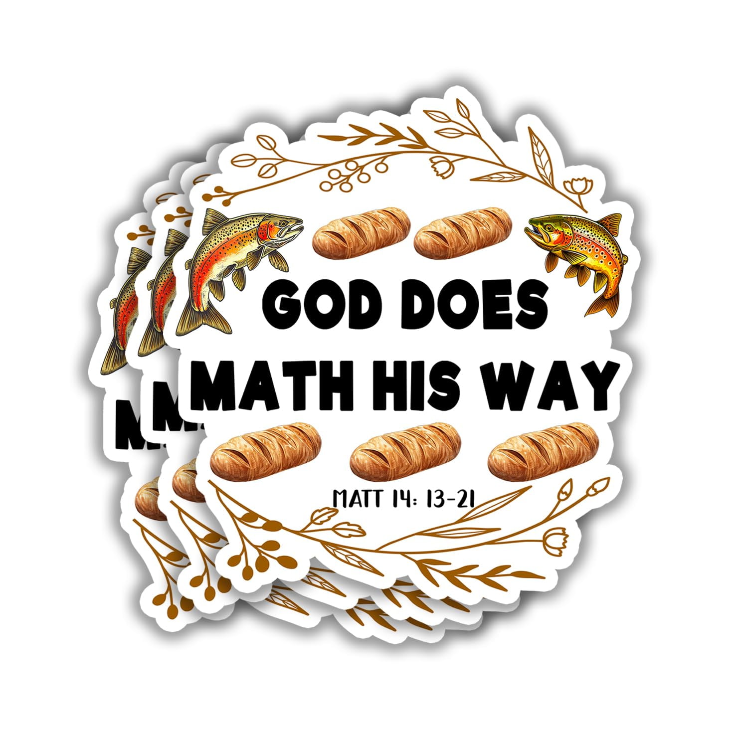 Stickly God Does Math This Way Sticker Christian Bible Verse Matt 14:13 ...