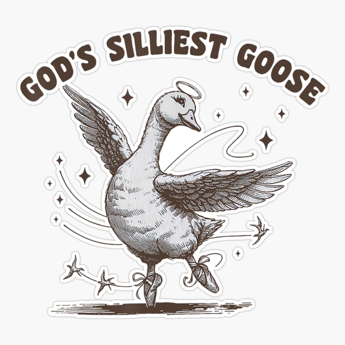 Stickly God'S Silliest Goose Funny Goose Sarcastic Vintage 90S Sticker ...